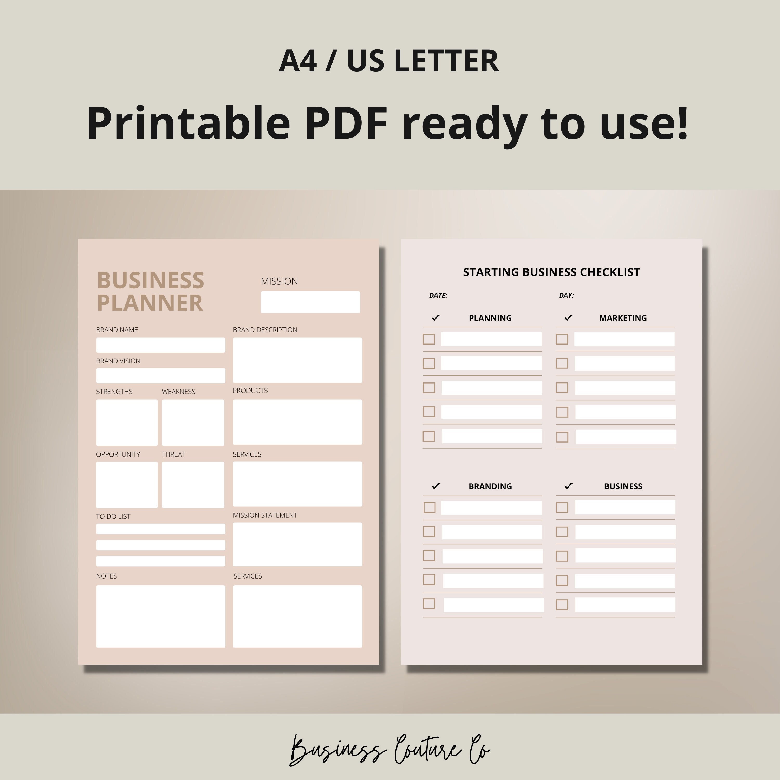 Business Planner Template One Page Business Plan Template | Easy To
