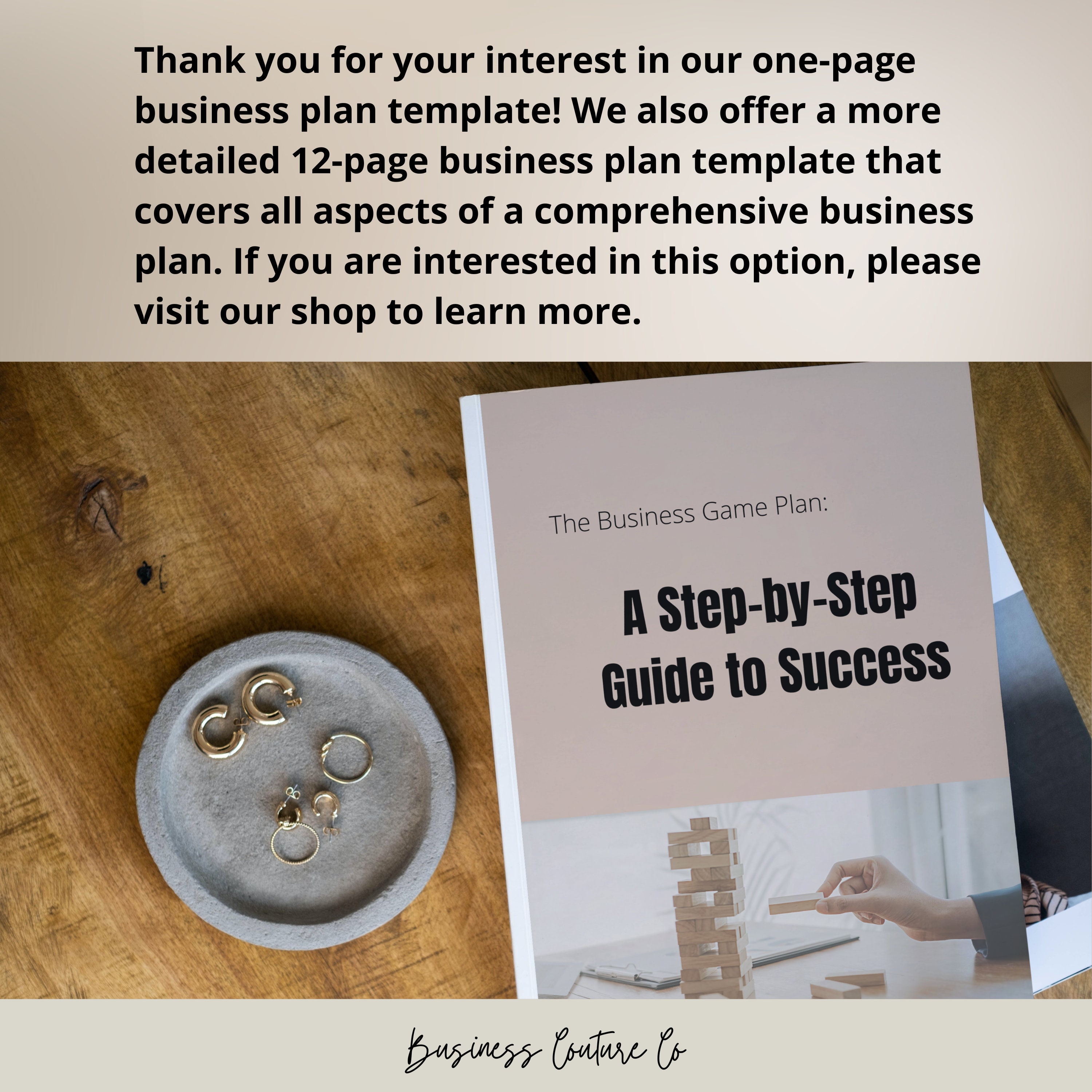 One Page Business Plan Template, Business Plan Template,small Business ...