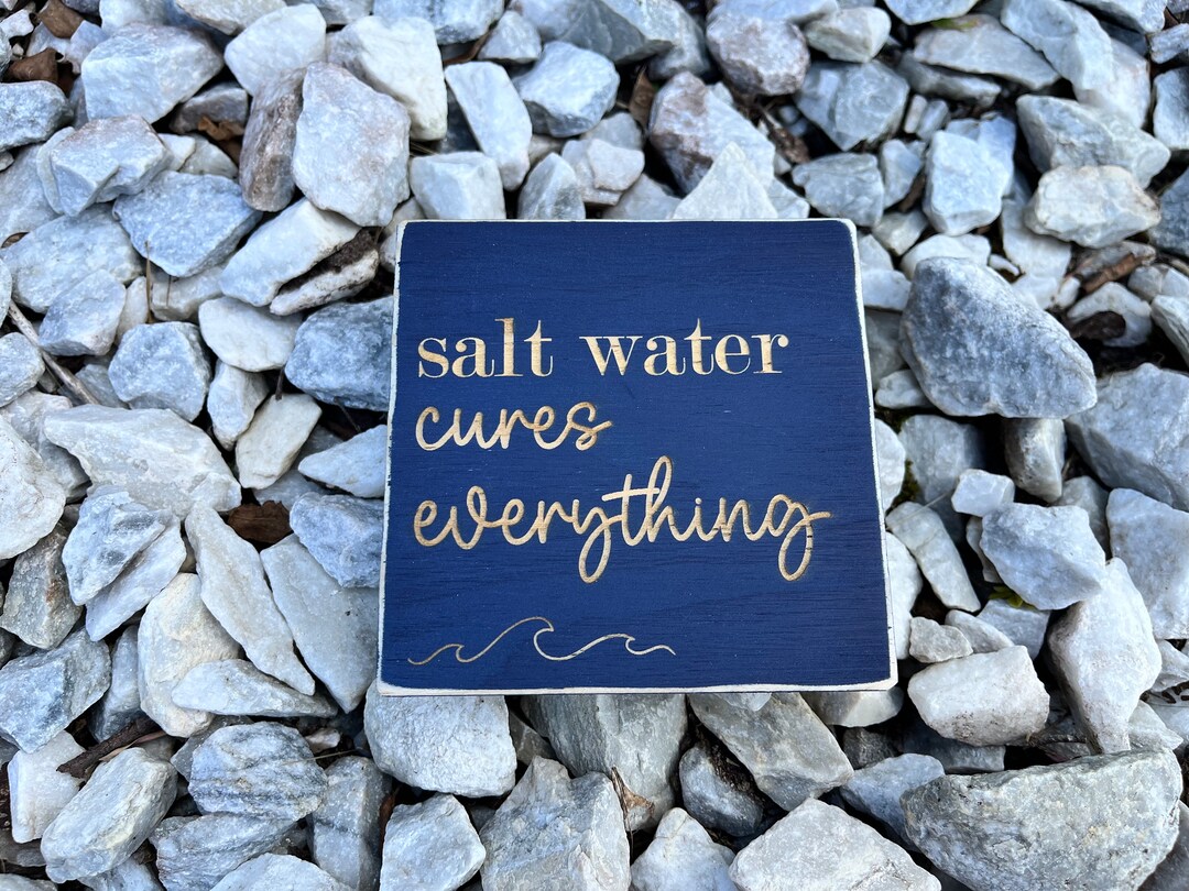 Salt Water Cures Everything Wood Sign, Laser Engraved Sign, Beach ...