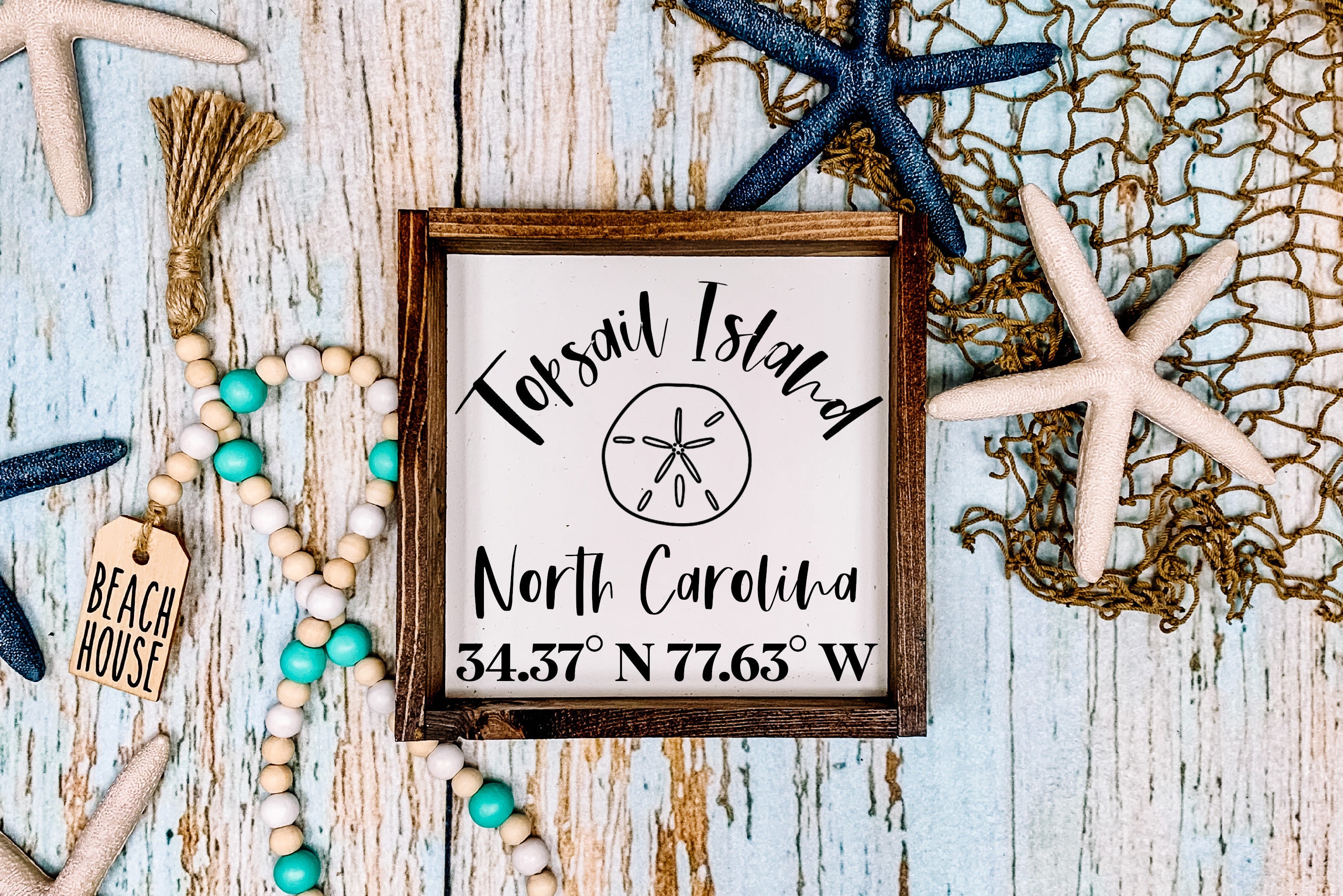 Topsail Island Coordinates Wood Sign Beach House Decor - Etsy