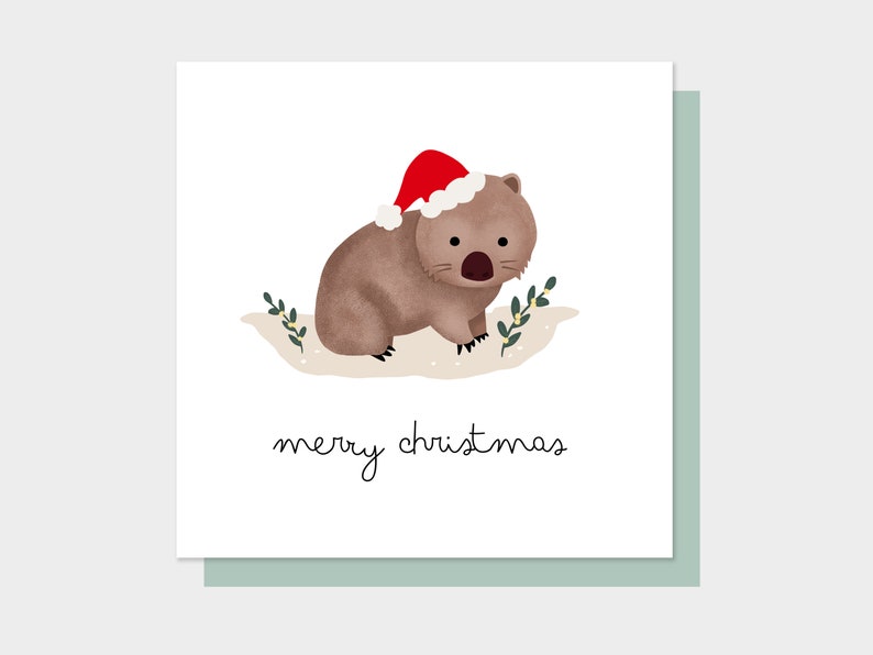 WOMBAT Christmas Card Printable Seasons Greetings Card - Etsy