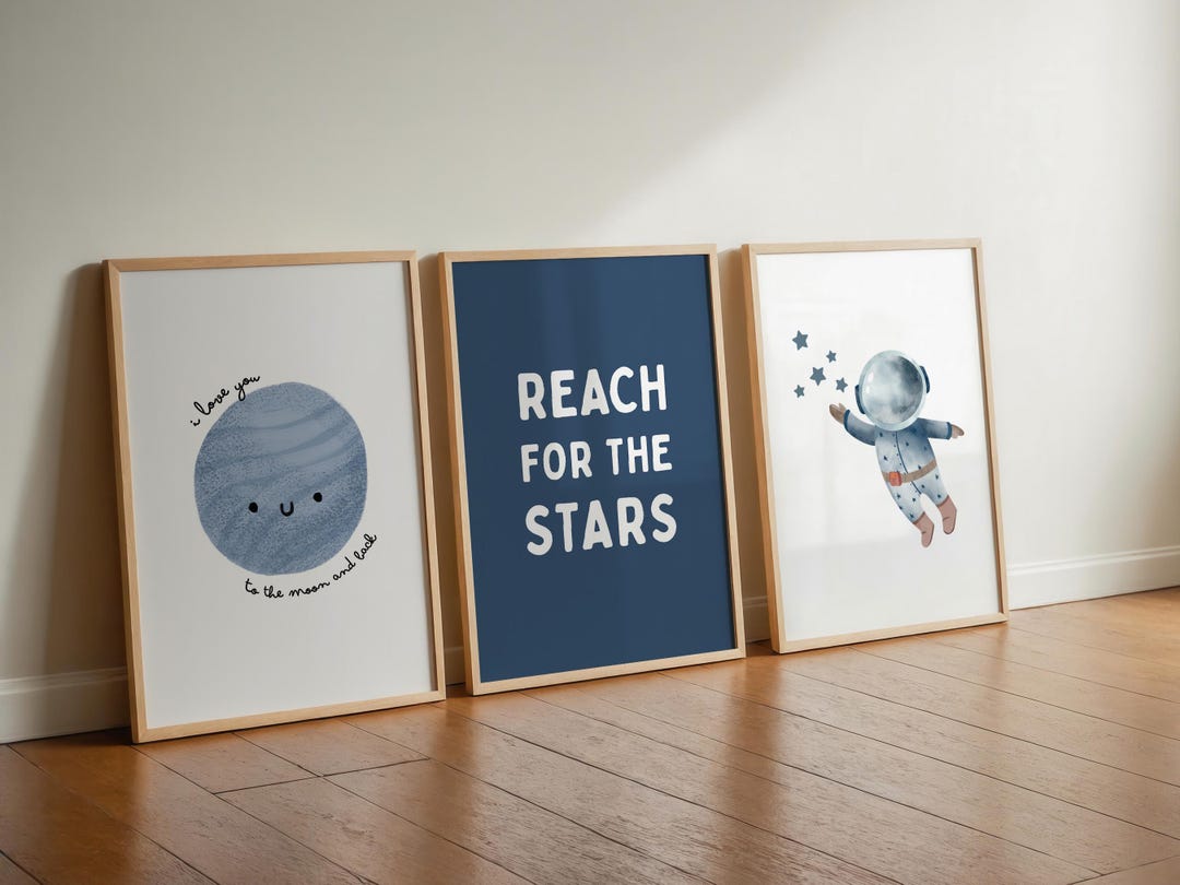SPACE Prints Set of 3 Printable Posters | Astronaut Wall Art | Blue ...