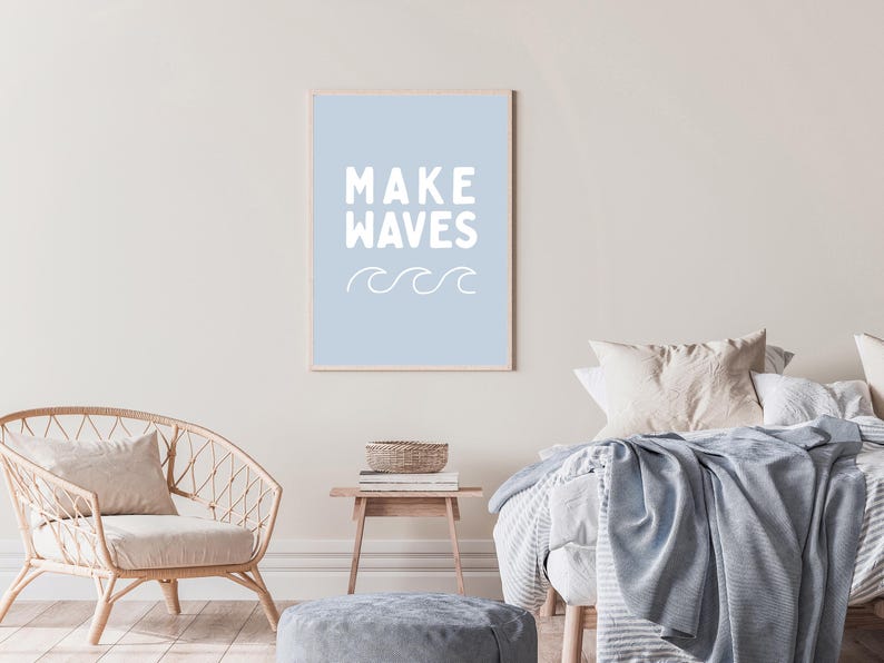 Make Waves Surfer Print: Blue Summer Wall Art (digital Download) - Etsy