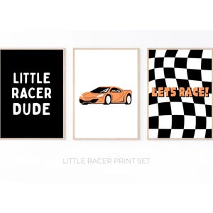 LITTLE RACER DUDE Racing Car Prints for Boys Bedroom | Set of 3 Digital ...