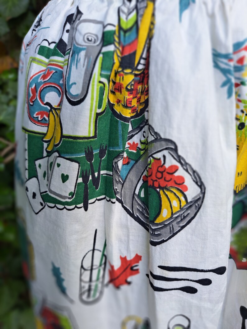 Vintage 1950s Reversible Apron - Handmade Picnic Print, Pockets - Etsy