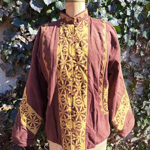 Parsley & Sage Jacket Wearable Art Quilted Batik Cotton Brown/gold ...