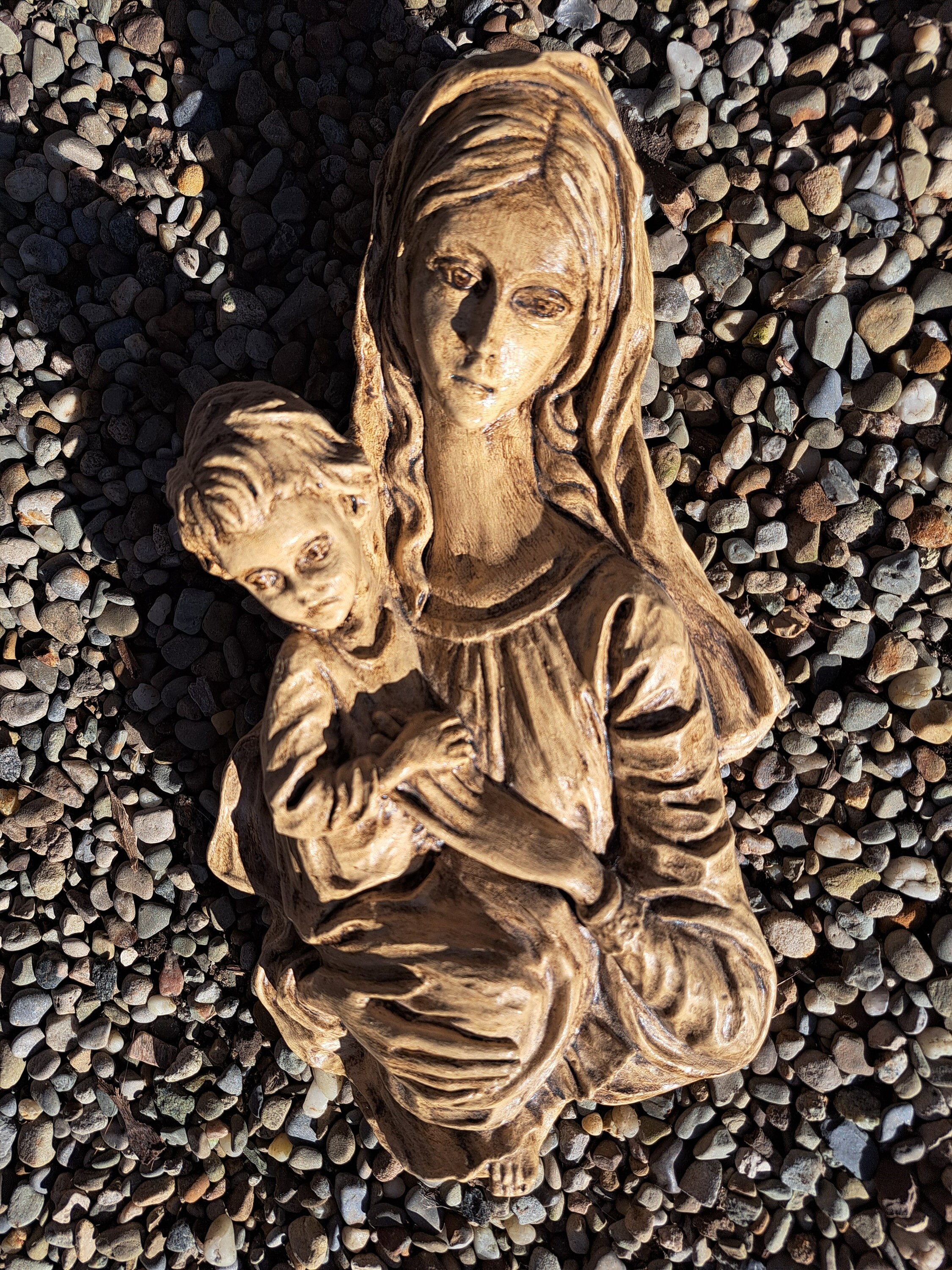 Vintage Blessed Mother and Baby Jesus Modernist Style Chalkware Wall ...