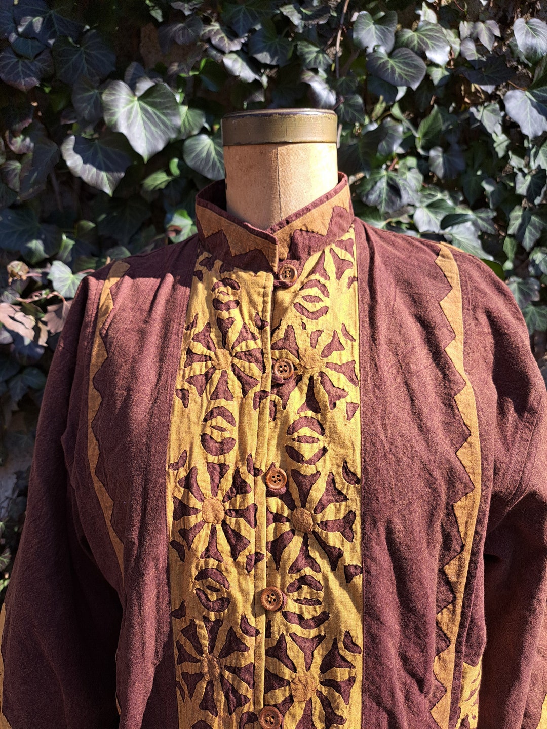 Parsley & Sage Jacket Wearable Art Quilted Batik Cotton Brown/gold ...