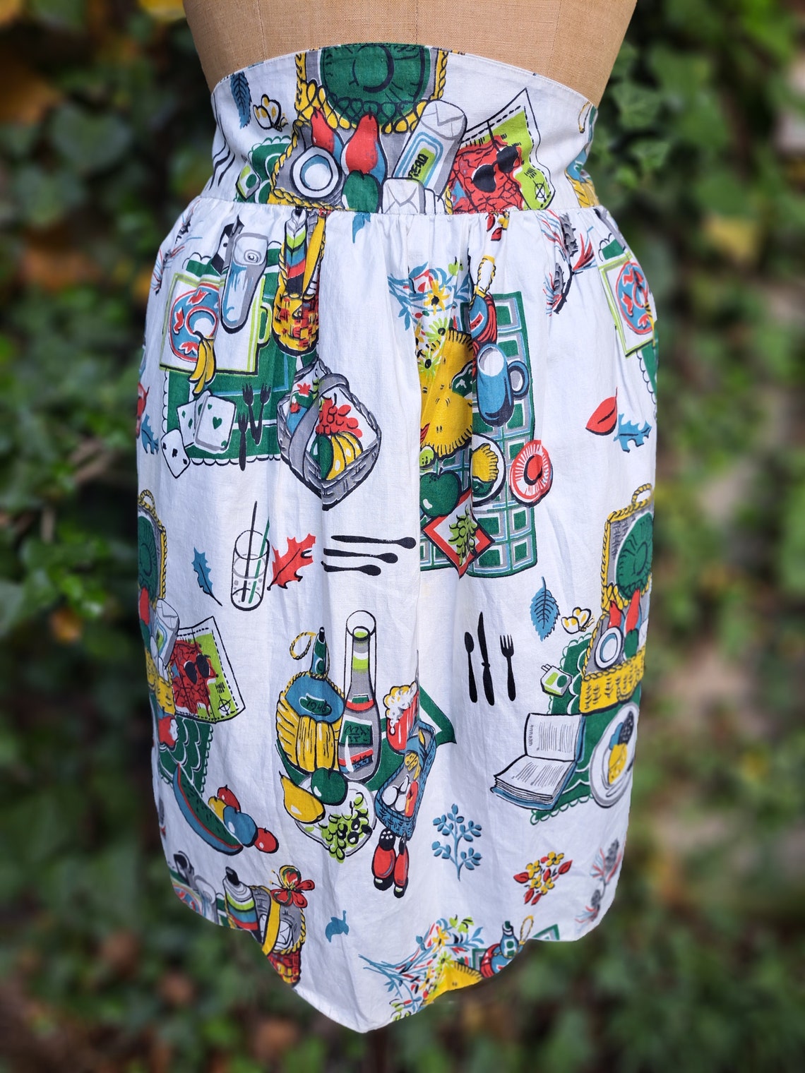 Vintage 1950s Reversible Apron - Handmade Picnic Print, Pockets - Etsy