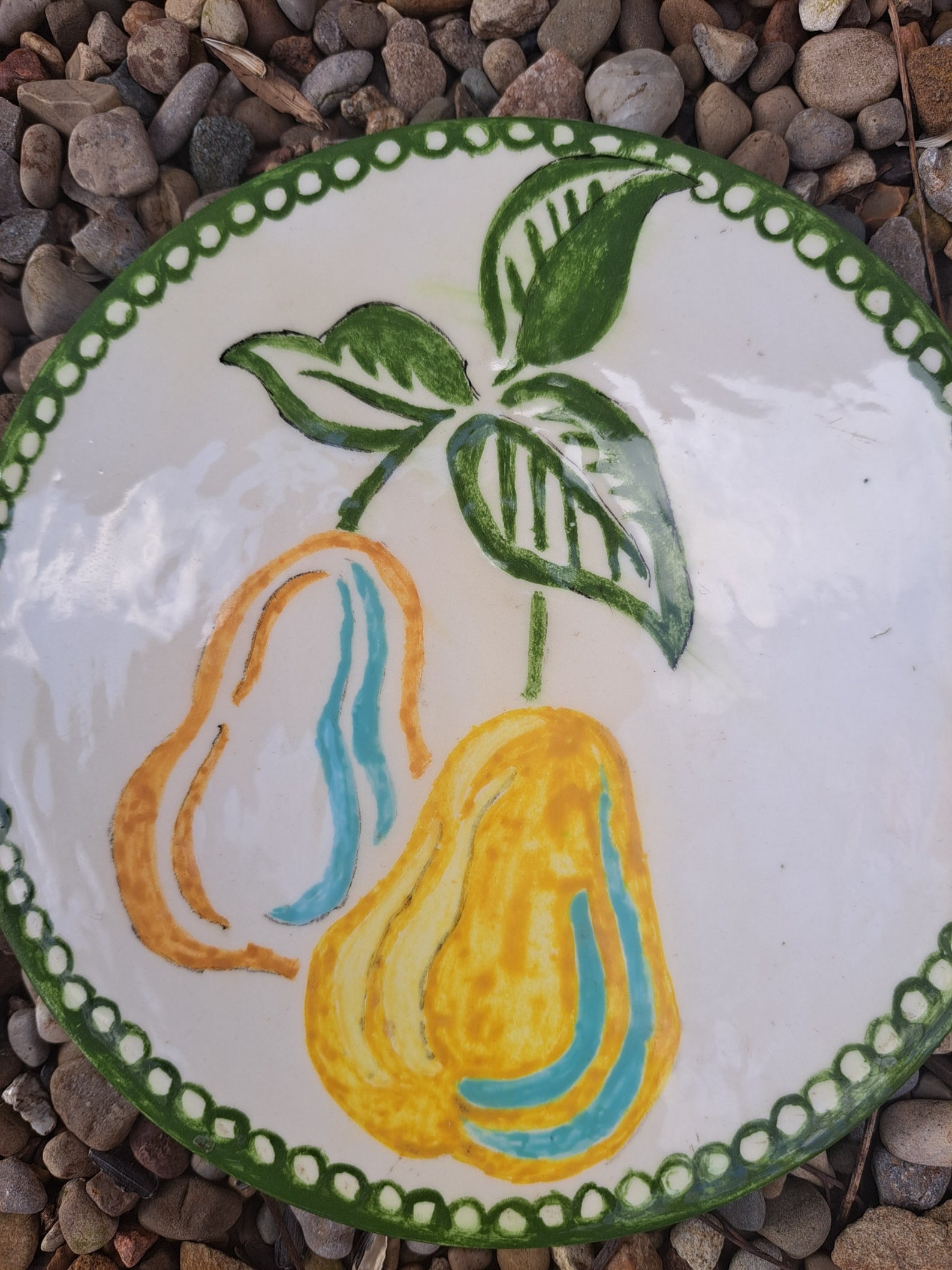 Vintage Trivets Round Ceramic Tiles With Apple and Pear Design Country ...