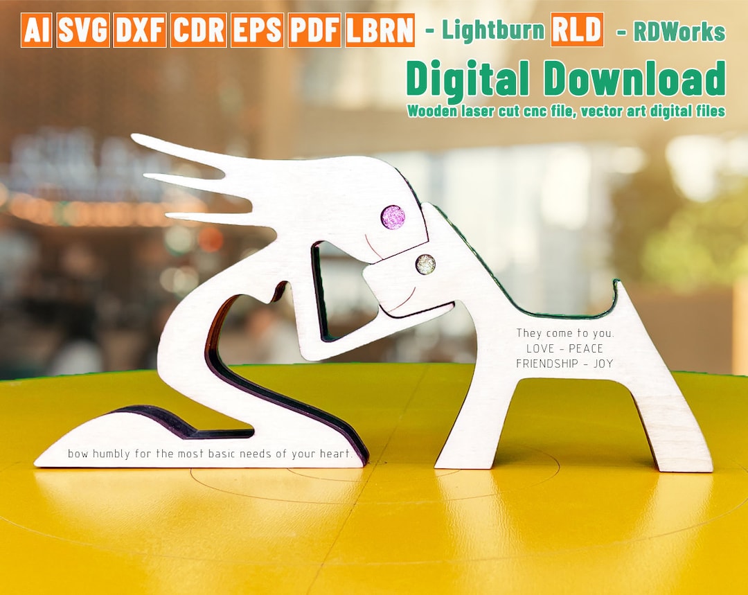 Girl and Dog, Dog Lover, Girl With Dog, Pet, Wooden Figurine, Laser Cut ...