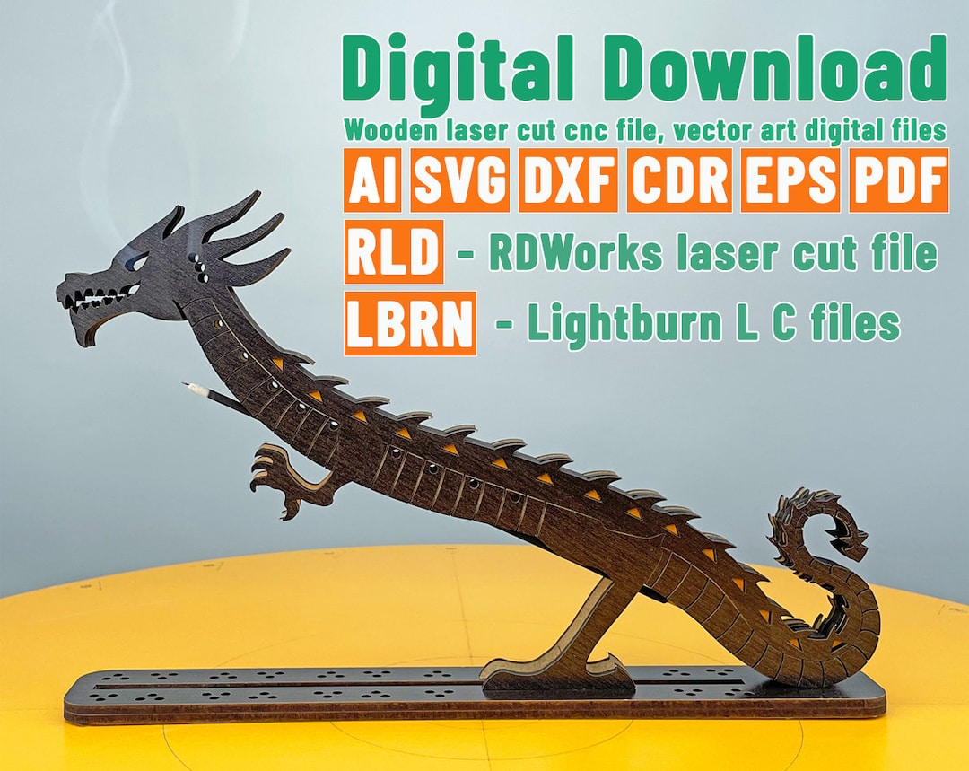 Dragon Wooden Incense Burner, Incense Holder - Wooden Laser Cut Cnc ...