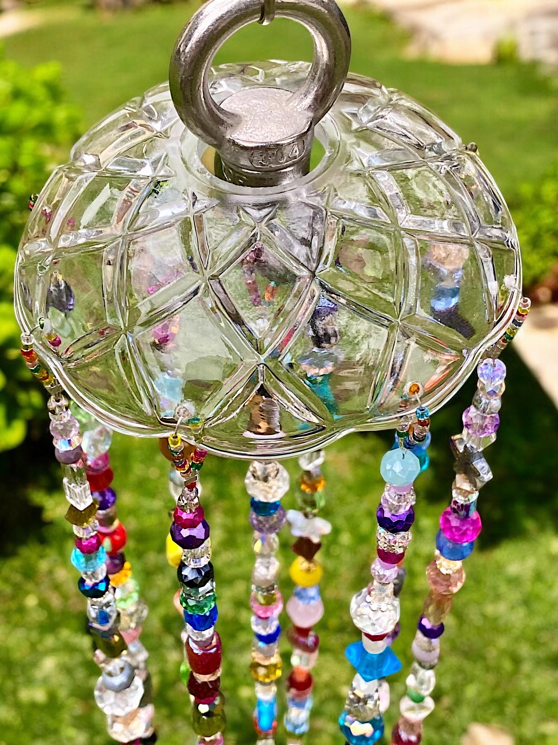 29 Glass Beaded Suncatcher, Eclectic Glass Art, Hanging Glass Mobile ...