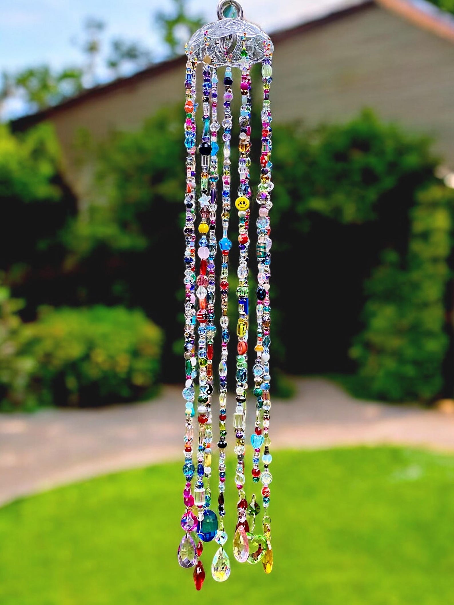 29 Glass Beaded Suncatcher, Eclectic Glass Art, Hanging Glass Mobile ...