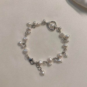 Coquette Heart Pearl Bracelet Princess Jewelry Beaded Cluttered ...