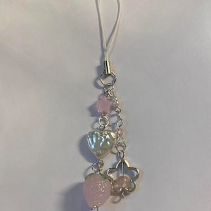 Strawberry Phone Charm Set, Cute Beaded Charms/ Keyring - Etsy