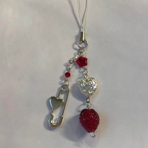 Strawberry Phone Charm Set, Cute Beaded Charms/ Keyring - Etsy