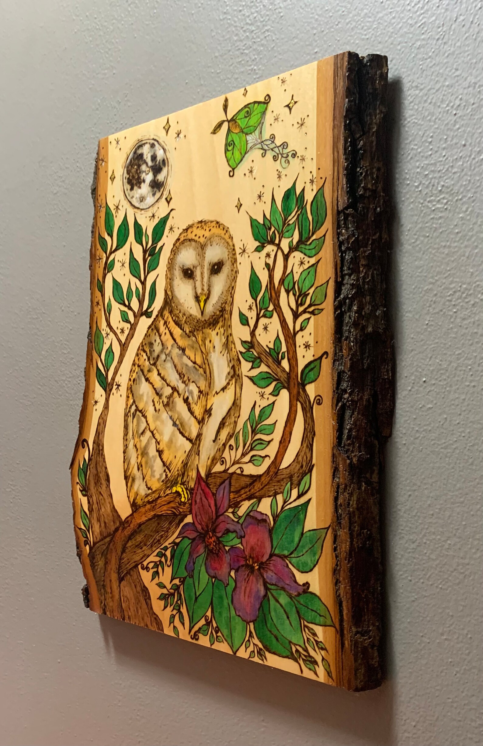 Owl Magic, Wood Burnt on Live Edge Plank - Etsy