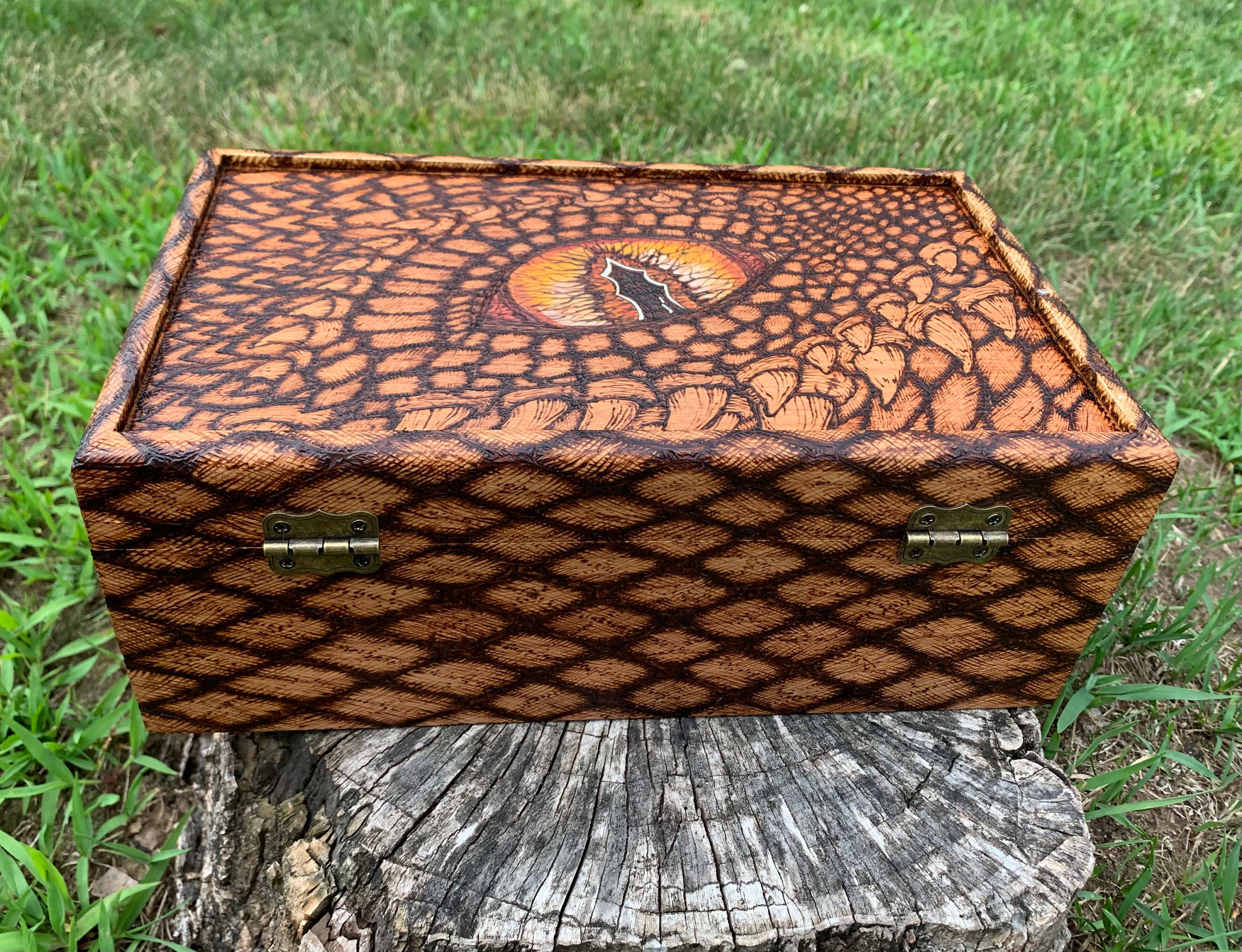 Dragon Eye Cherry Wood Keepsake Box W/lock, Wood Burnt by Hand - Etsy