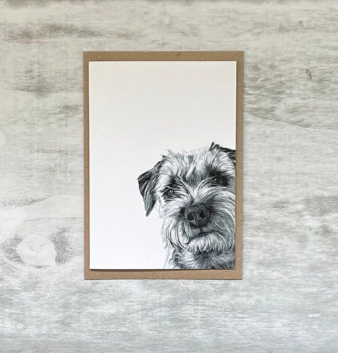 Border Terrier Art Card, Pen & Ink Dog Portrait - Etsy UK