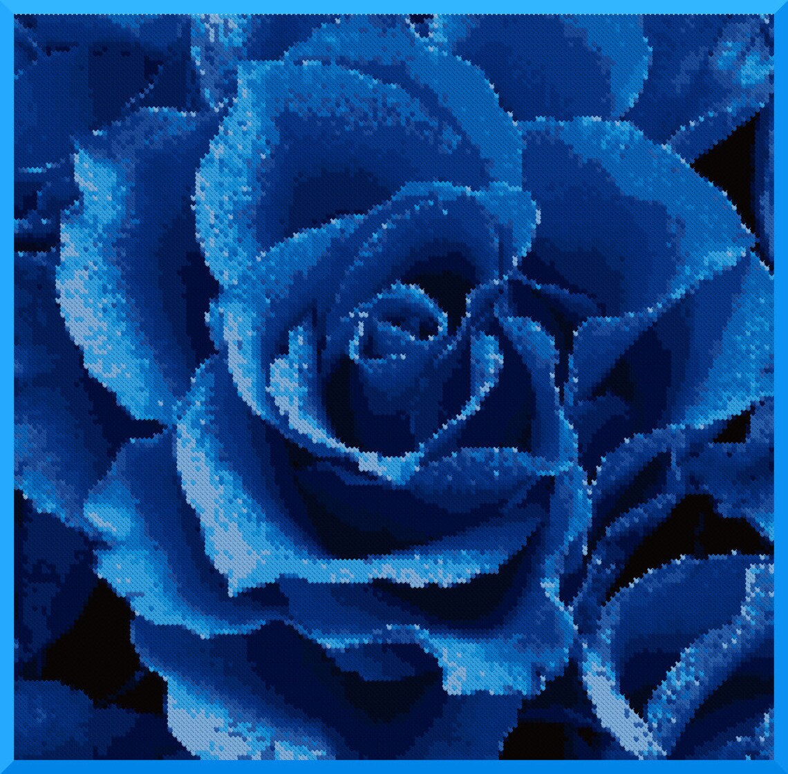 Blue Rose. Cross Stitch Pattern. Anchor 16 Colours. Instant - Etsy