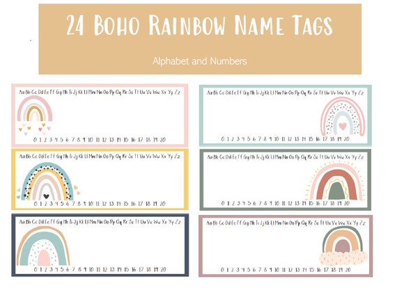Boho Rainbow Name Tags Classroom Décor Modern Rainbows Desk | Etsy