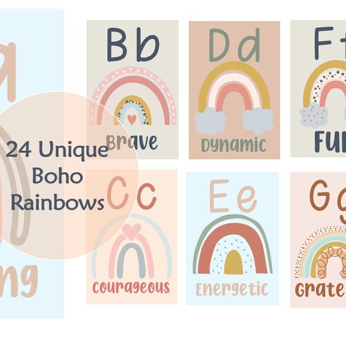 BOHO RAINBOW Birthday Chart Editable Neutral Rainbow | Etsy