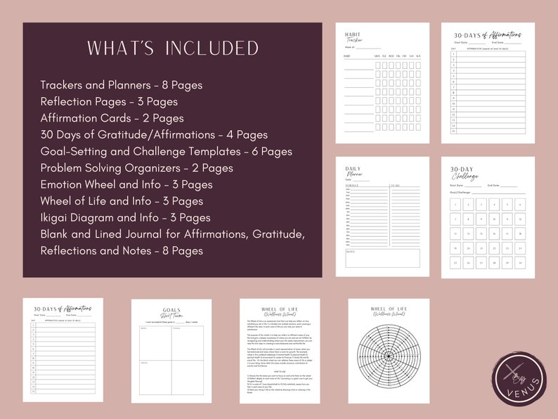 Self Development Printable PDF Workbook Ikigai, 30 Day Challenge ...