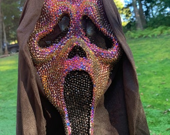 Custom Made Fully Rhinestoned Blood Drip Ghostface Scream Mask - Etsy