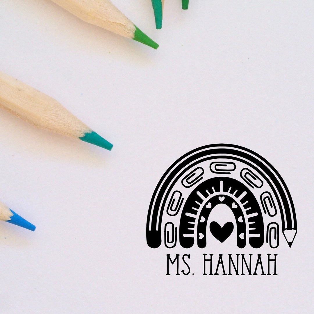 Rainbow Name Personalized Teacher Stamp | Custom Self-inking Rubber ...