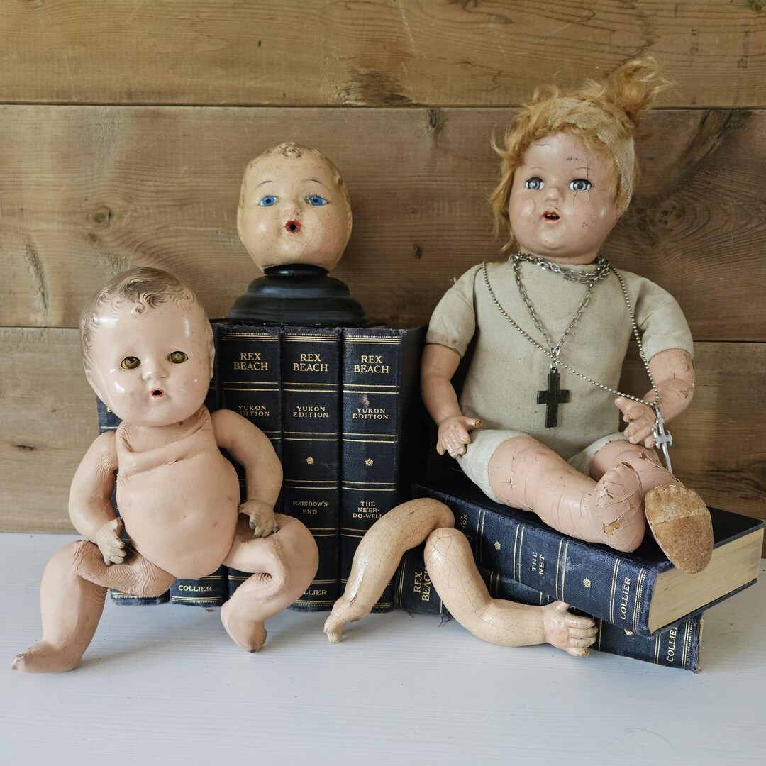 Scary Creepy Haunted Antique Dolls Bisque Head Cloth Body Toy Doll Body ...