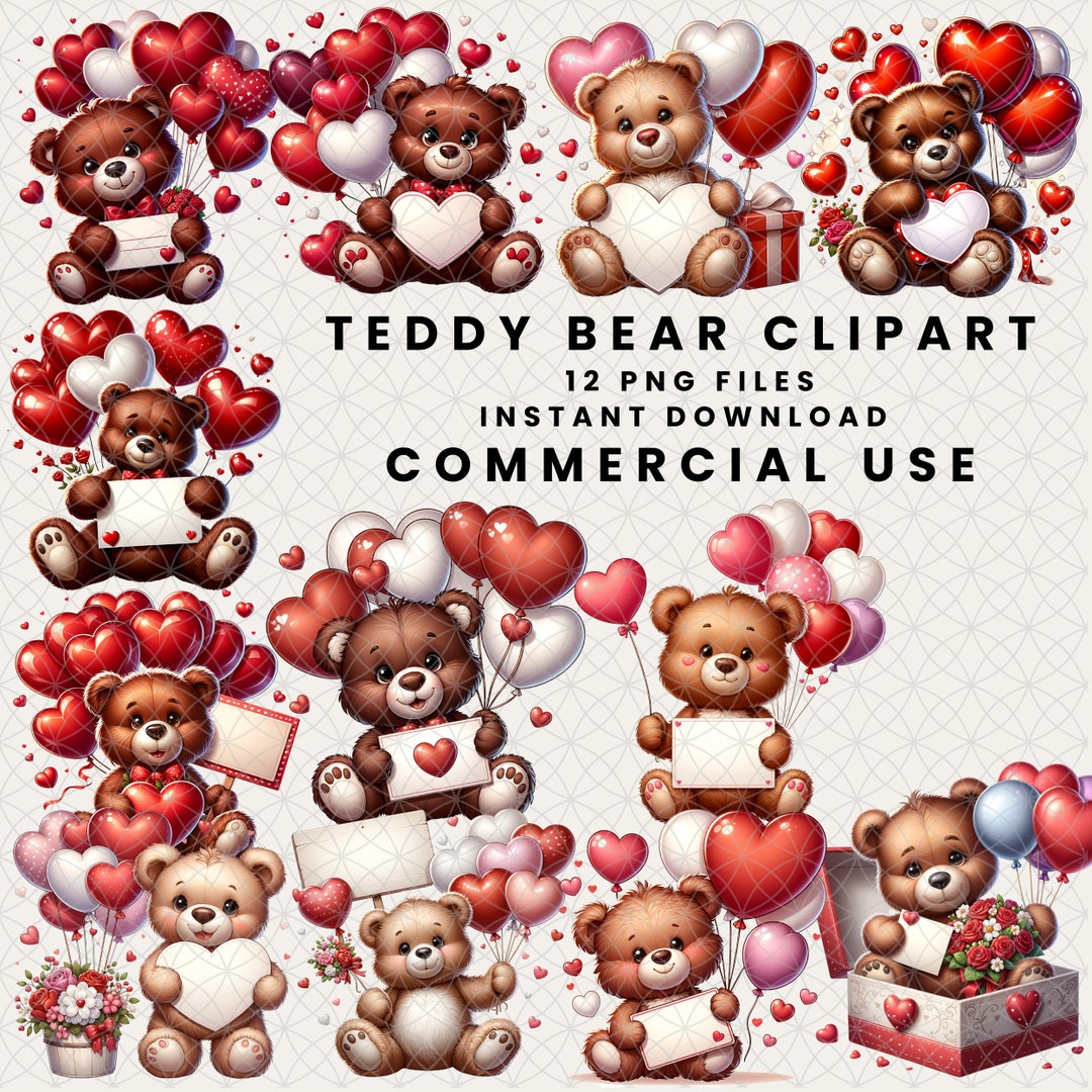 Valentine Teddy Bear, Bear Clipart, Teddy Bear Clipart, Heart Teddy ...