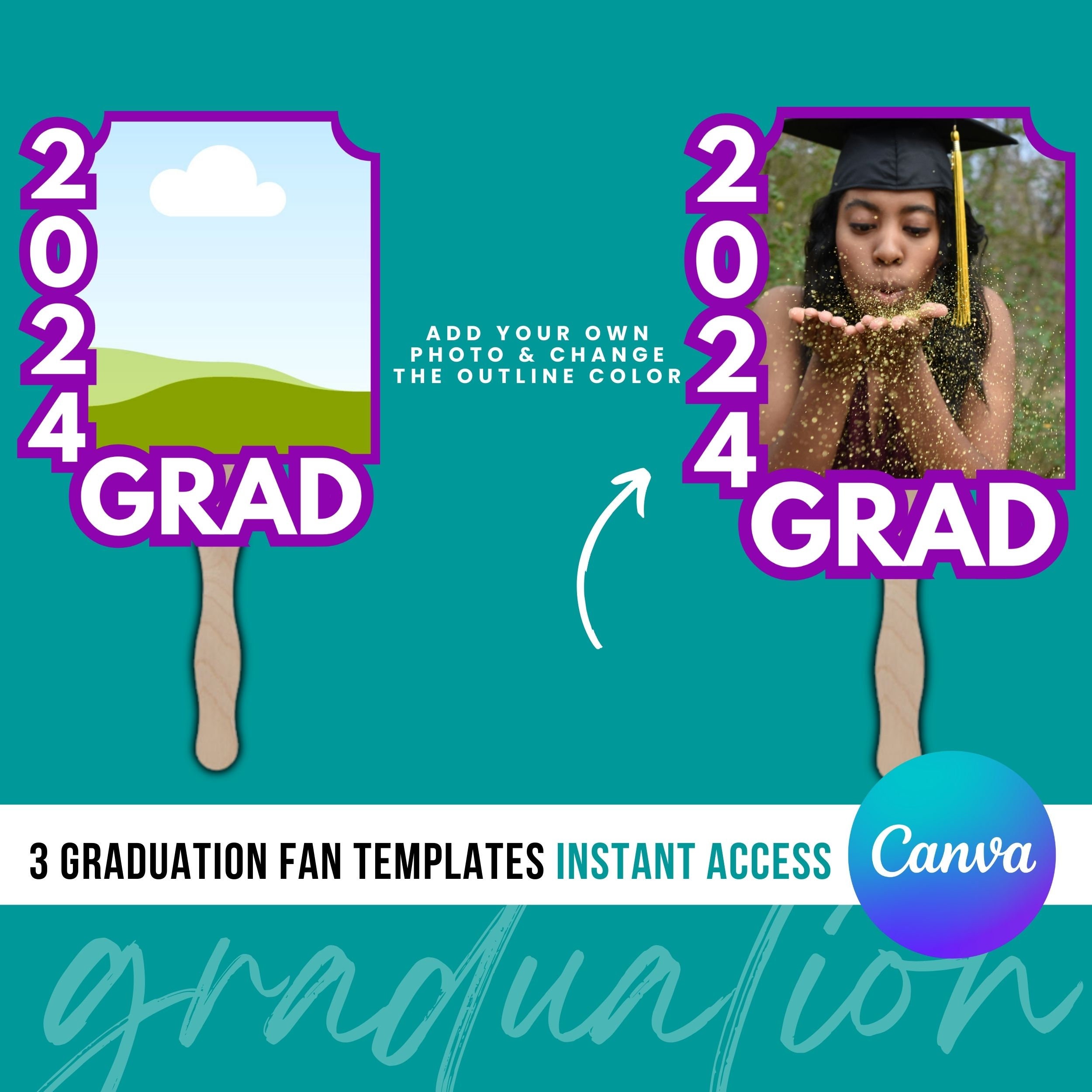 3 Graduation Fan Designs Editable in Canva, 2024 Graduation Fan Design ...