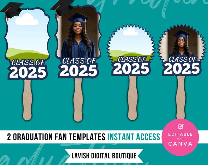 2 Graduation Fan Templates Editable in Canva, 2025 & 2026 Graduation ...