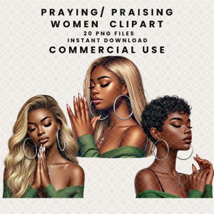 Praying Women Praying, Black Girl Praying, Black Woman Faith Clipart, Christian Woman Praying ...