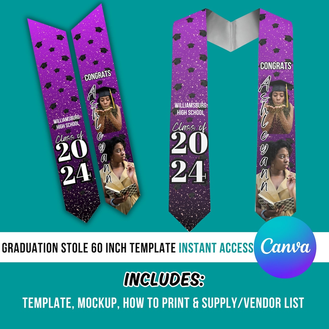 Graduation Stole Design Editable in Canva, 2024 Graduation Stole Design ...