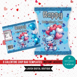 Valentine's Day Chip Bag Canva Template, Valentine's Day Chip Bundle ...
