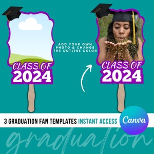 3 Graduation Fan Designs Editable in Canva, 2024 Graduation Fan Design ...