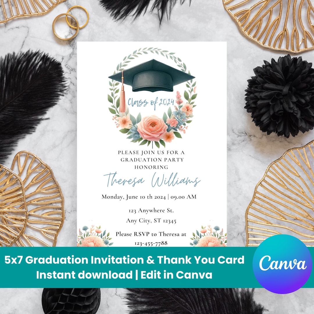 Graduation Invitation 2024 Template, Canva Graduation Invitation 2024 ...