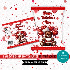 Valentine's Day Chip Bag Canva Template, Valentine's Day Chip Bundle ...