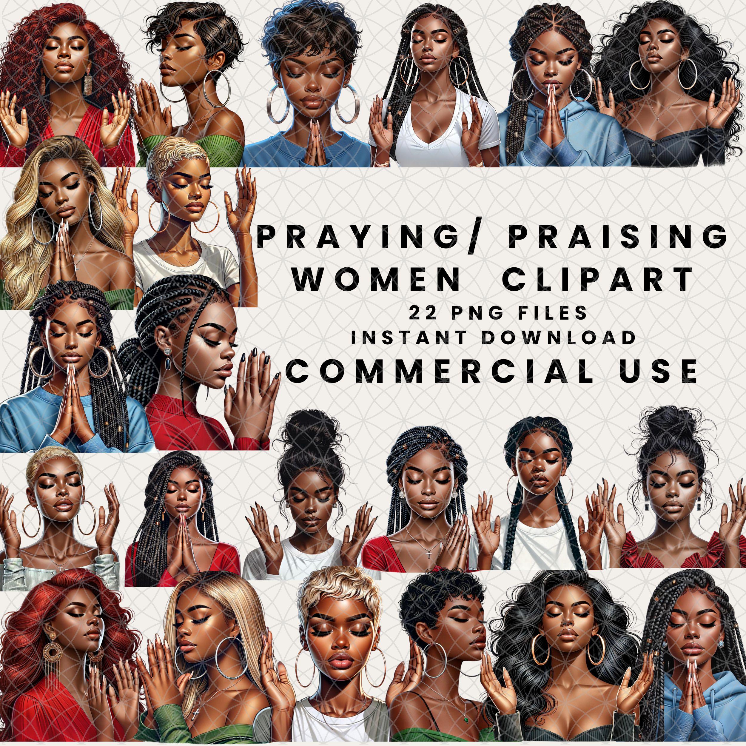 Women Praying Together Clip Art