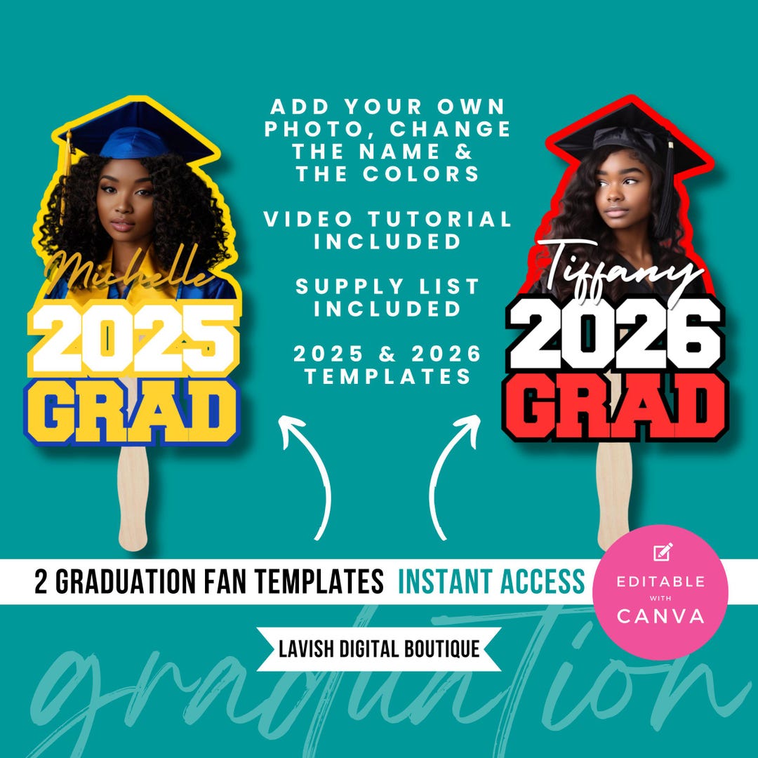 2 Graduation Fan Templates Editable in Canva, 2025 & 2026 Graduation ...