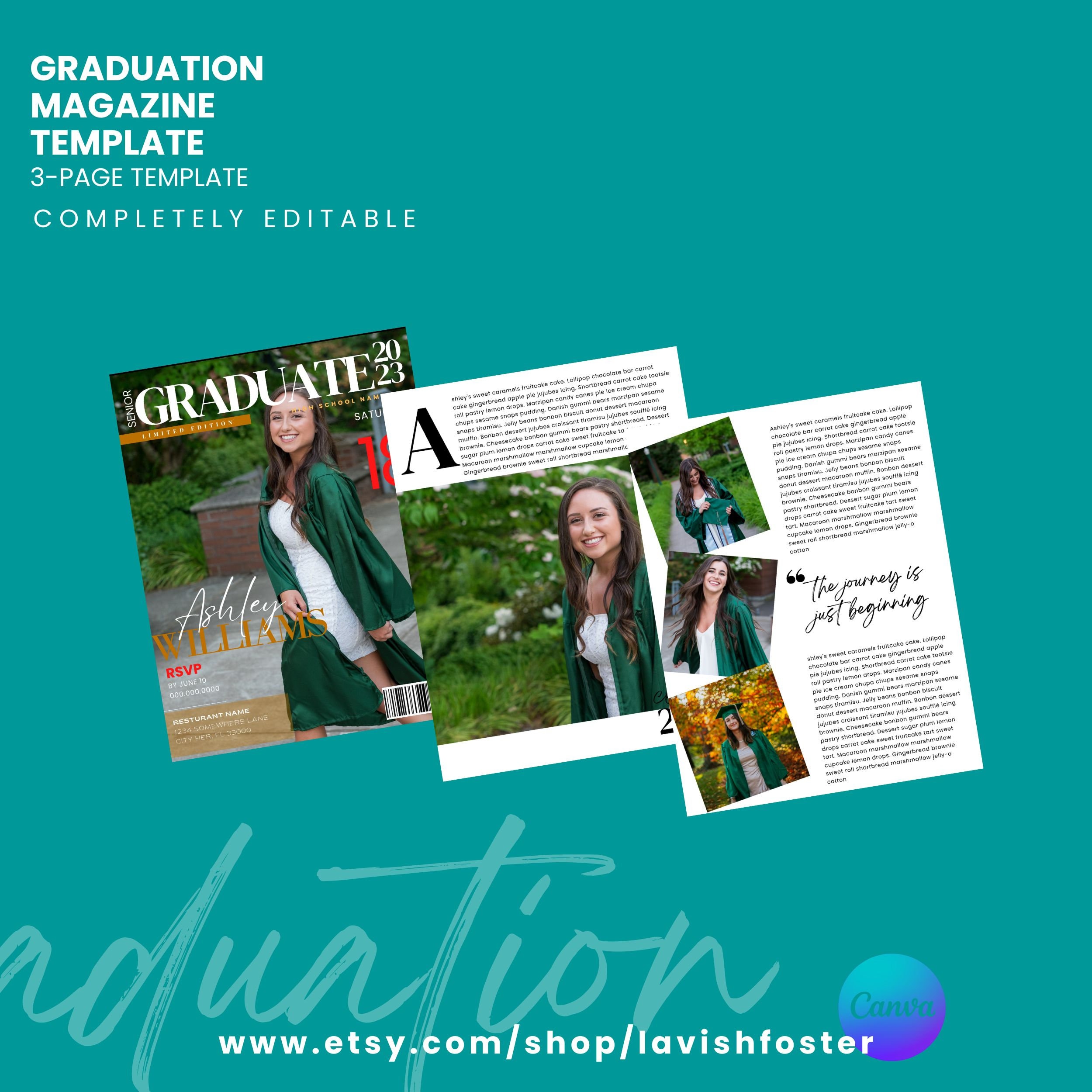Graduation Magazine Template, Senior Invite, Senior Grad Template ...