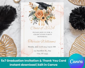 Graduation Invitation 2024 Template, Canva Graduation Invitation 2024 ...