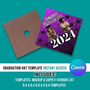 Graduation Hat Topper Design Editable in Canva, 2024 Graduation Stole ...