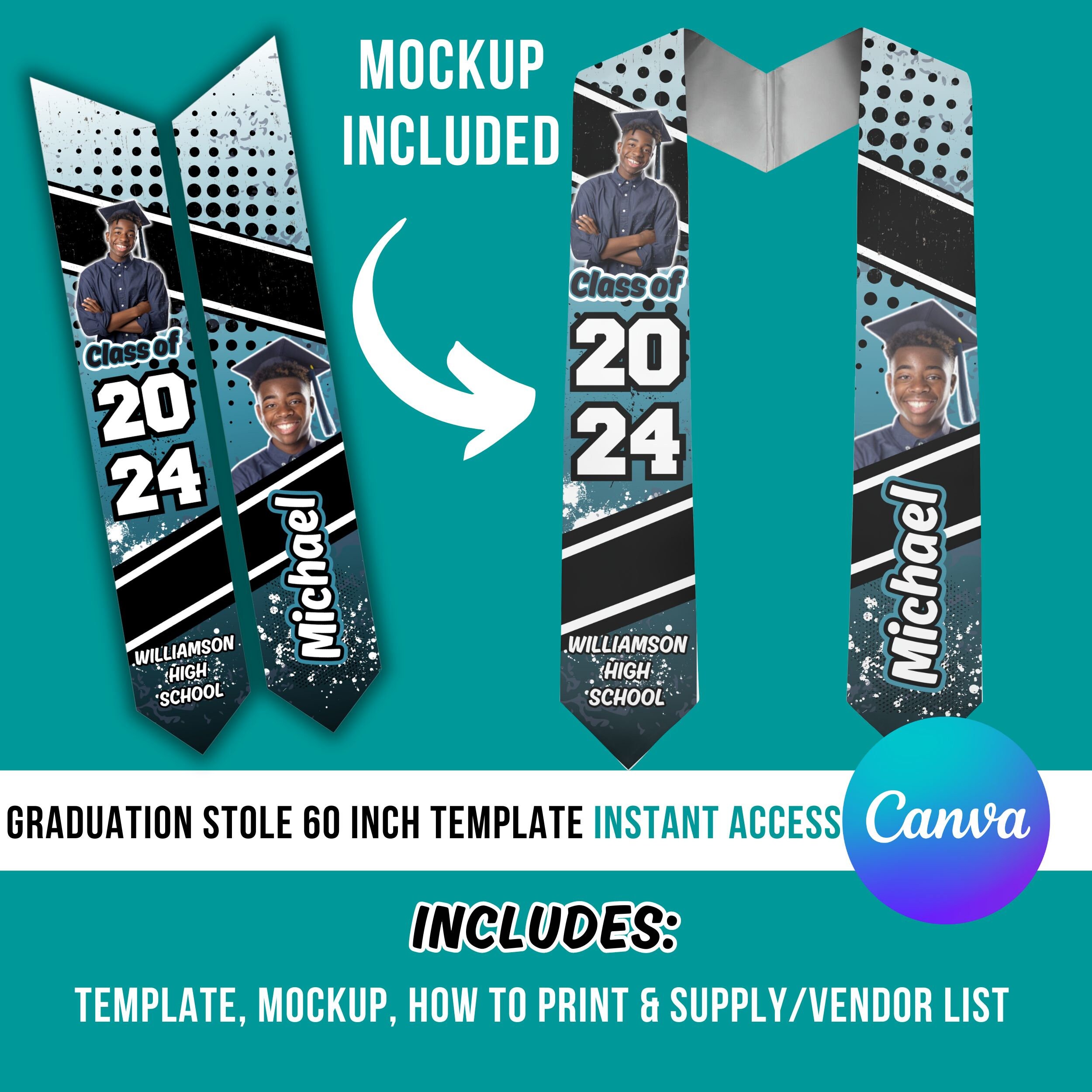 Graduation Stole Design Editable in Canva, 2024 Graduation Stole Design ...