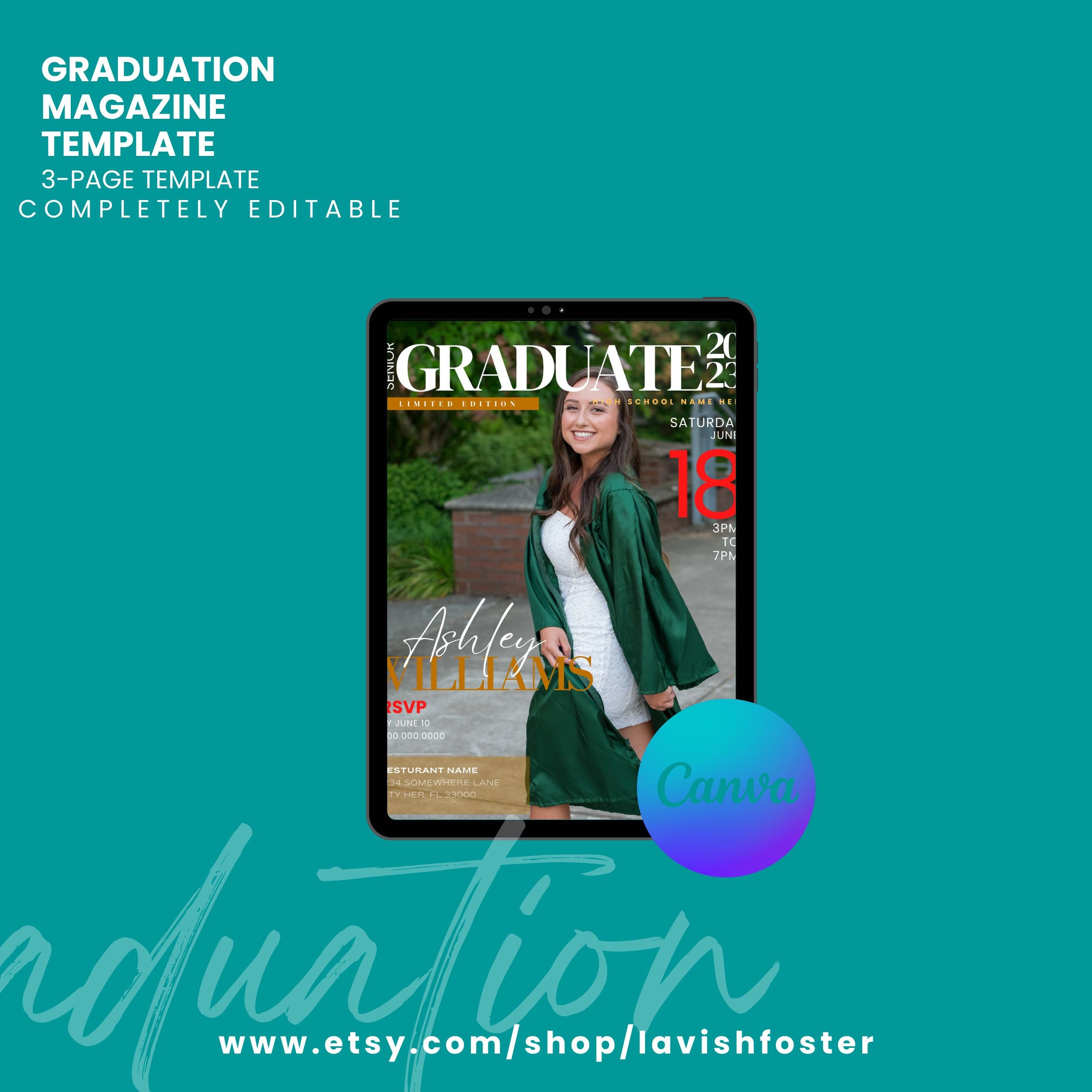Graduation Magazine Template, Senior Invite, Senior Grad Template ...