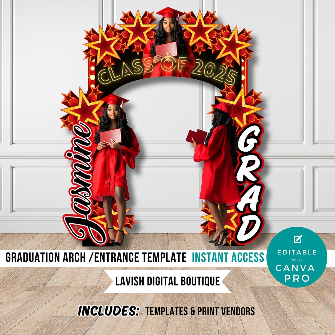 Graduation Entrance Arch, Canva Arch Template, Graduation Canva ...