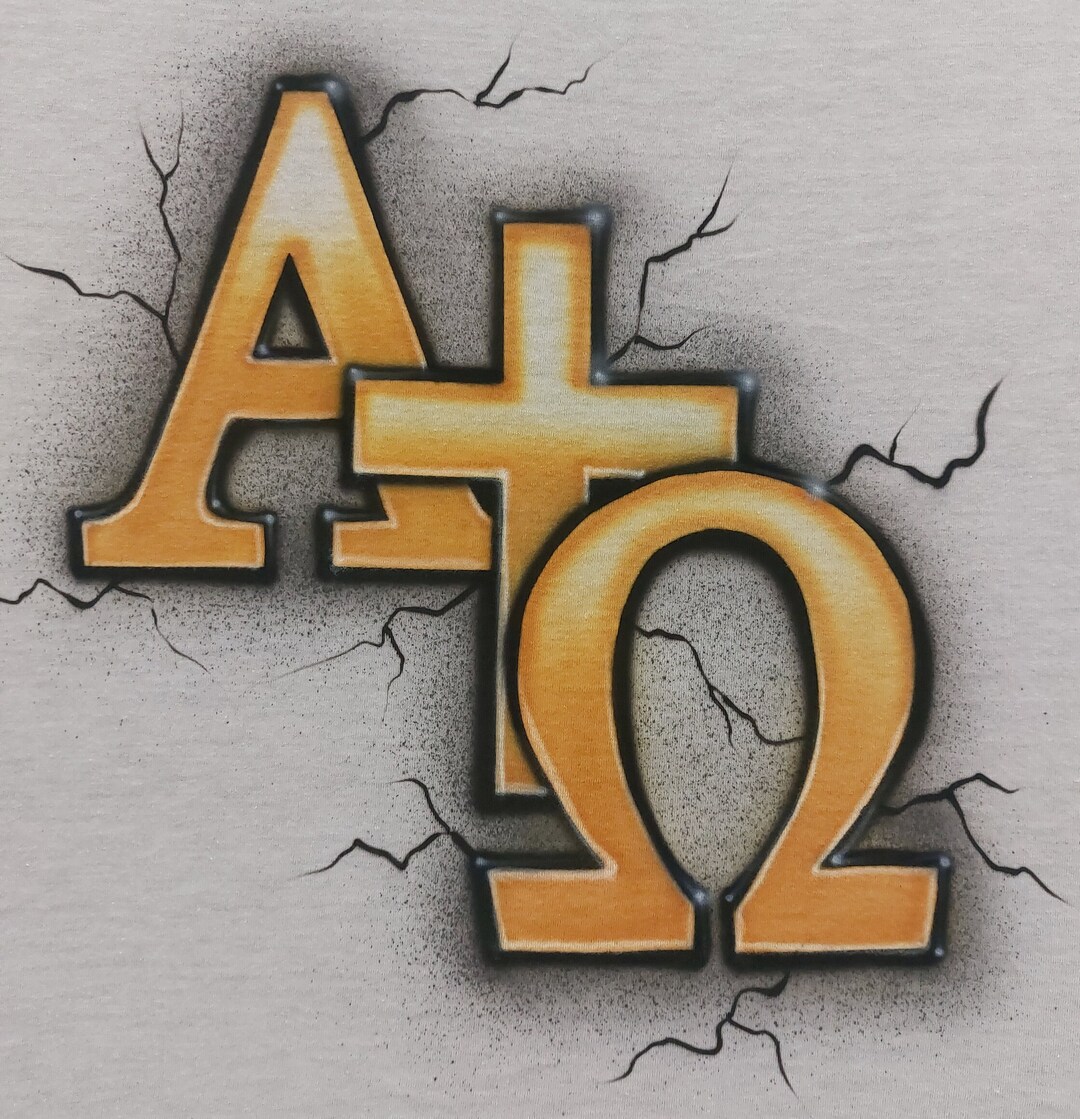 Airbrushed Christian T-shirt Design Alpha Omega Christian Faith T-shirt ...