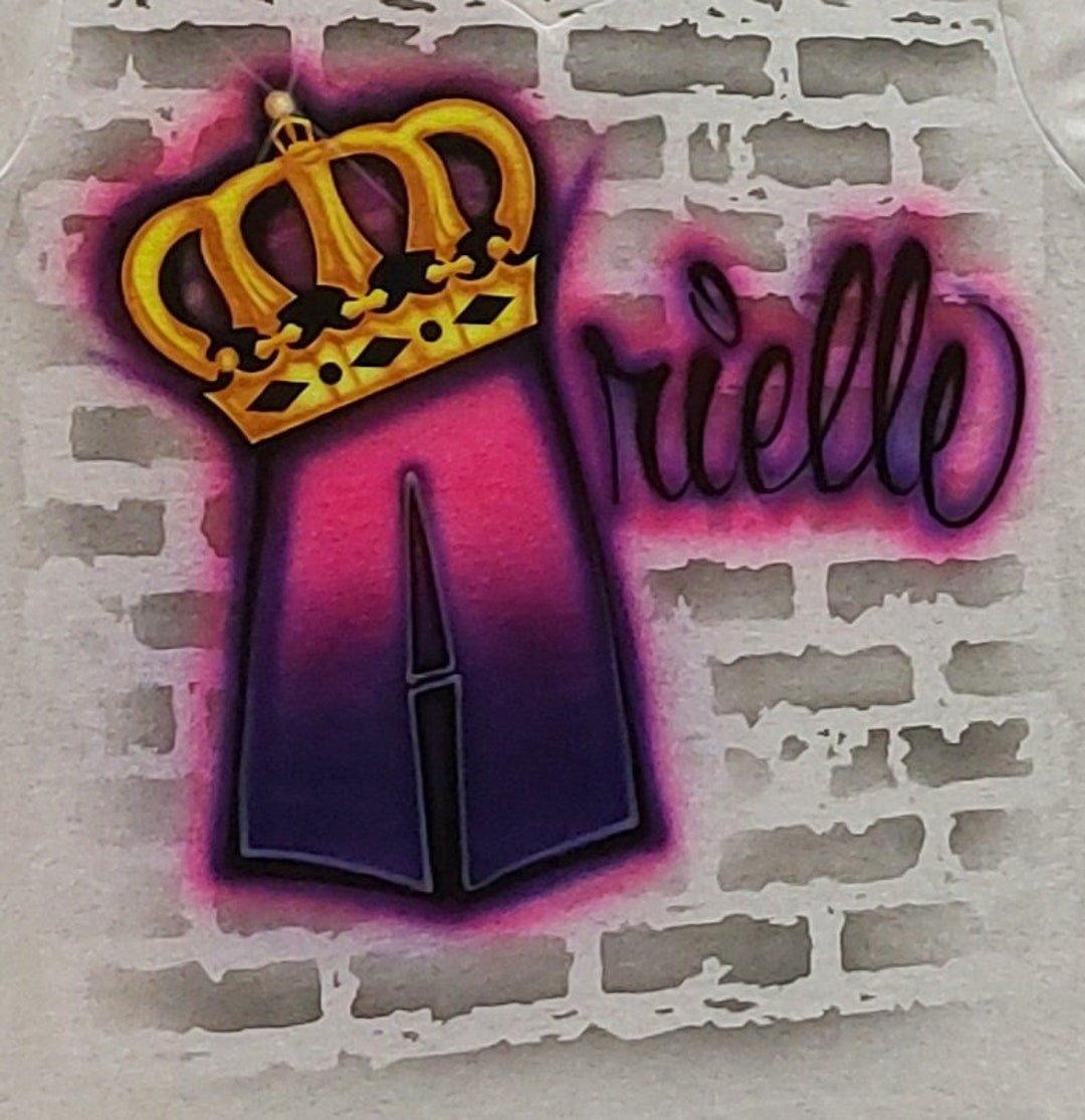 Airbrushed Crown Initial Name Design Graffiti Personalized - Etsy